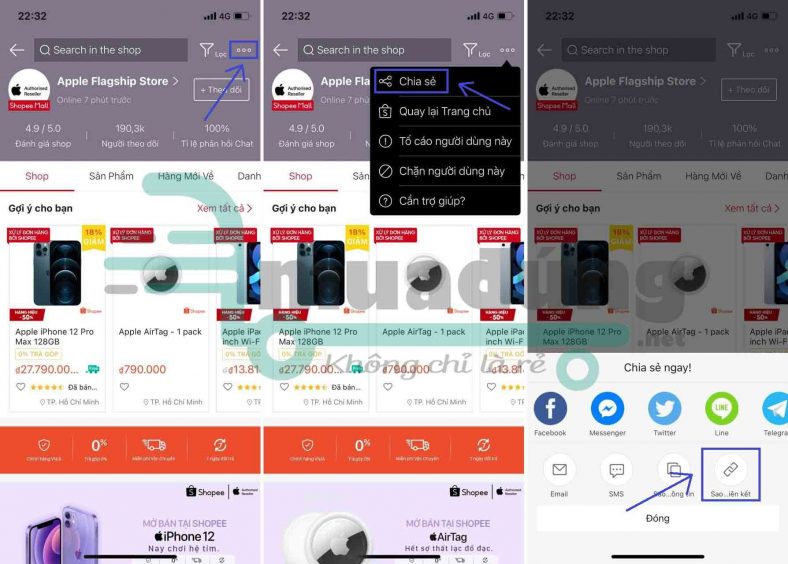 Cách lấy link Shopee của mình trên điện thoại và máy tính